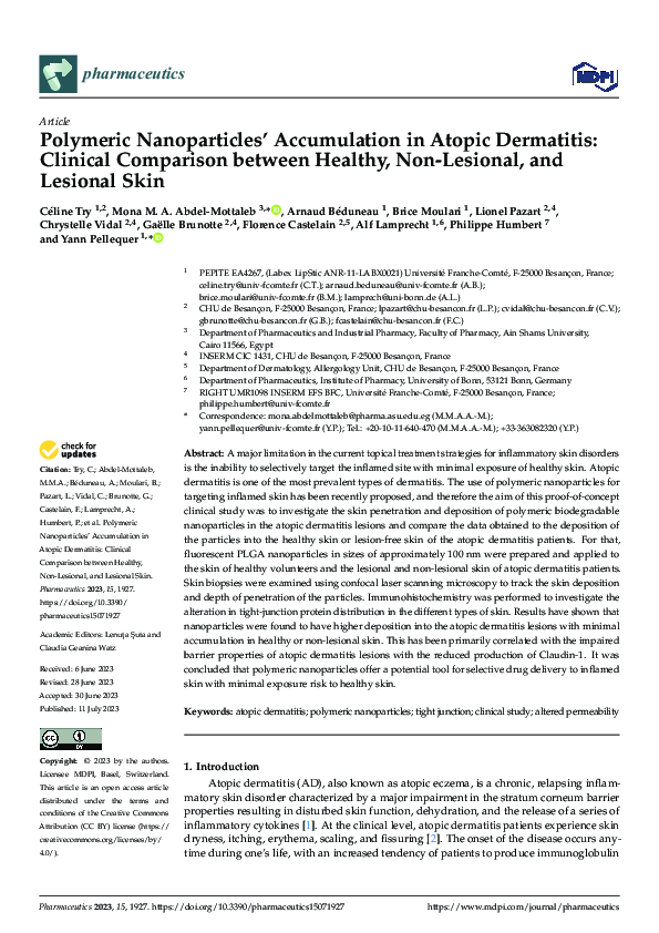 (PDF) Polymeric Nanoparticles’ Accumulation in Atopic Dermatitis: Clinical Comparison between ...