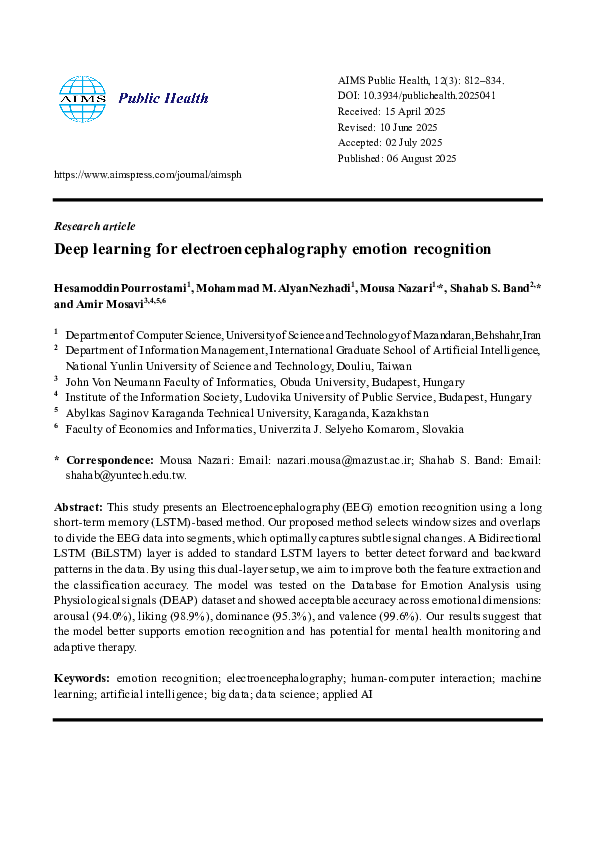 (PDF) Deep learning for electroencephalography emotion recognition