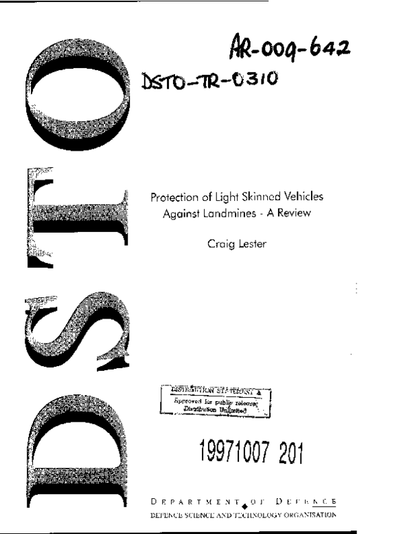 (PDF) Protection of Light Skinned Vehicles Against Landmines - A Review