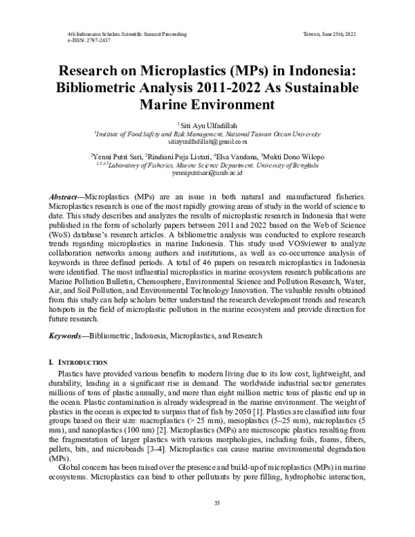 (PDF) Research on Microplastics (MPS) in Indonesia: Bibliometric ...