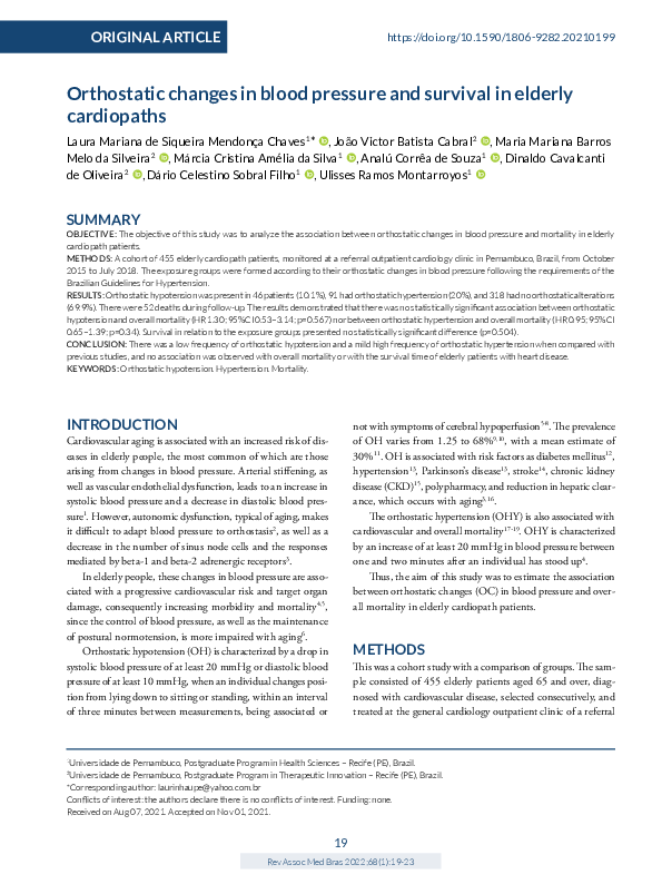 (PDF) Orthostatic changes in blood pressure and survival in elderly ...