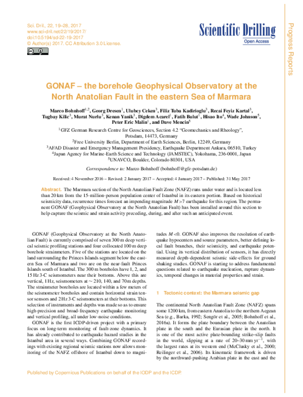 (PDF) GONAF – the borehole Geophysical Observatory at the North ...