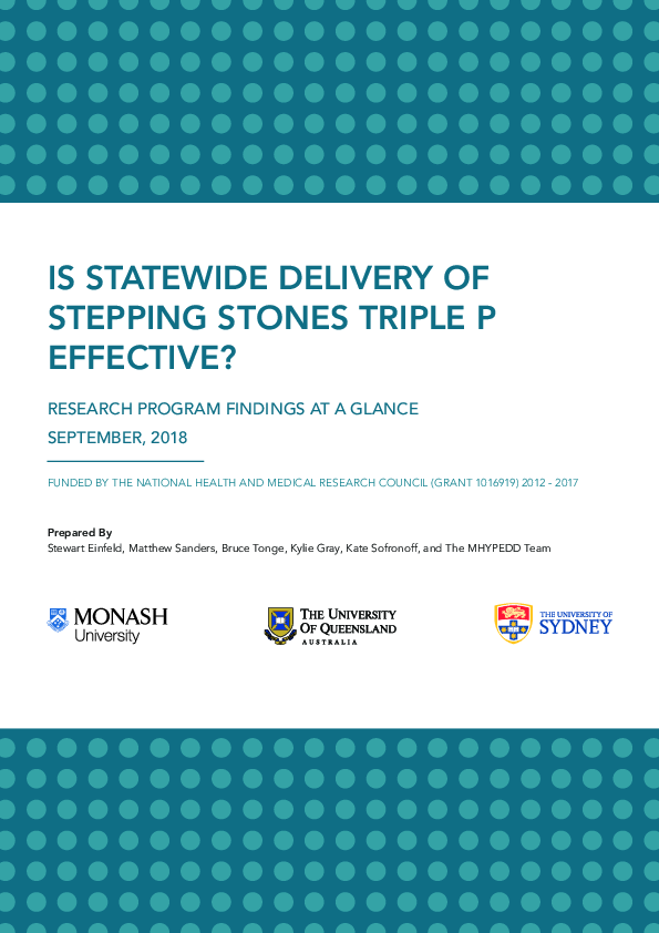 (PDF) Is statewide delivery of Stepping Stones Triple P effective