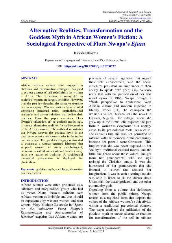 (PDF) Alternative Realities, Transformation and the Goddess Myth in ...