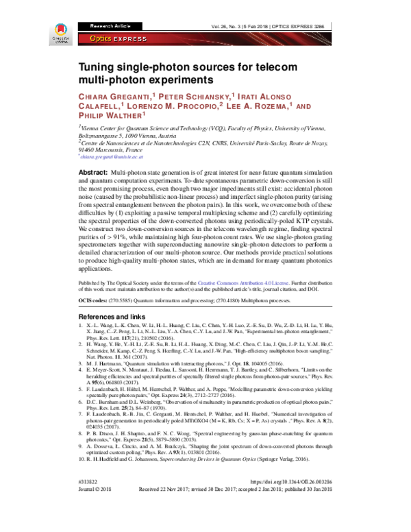 (PDF) Tuning single-photon sources for telecom multi-photon experiments