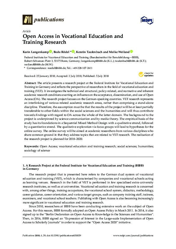 (PDF) Open Access in Vocational Education and Training Research