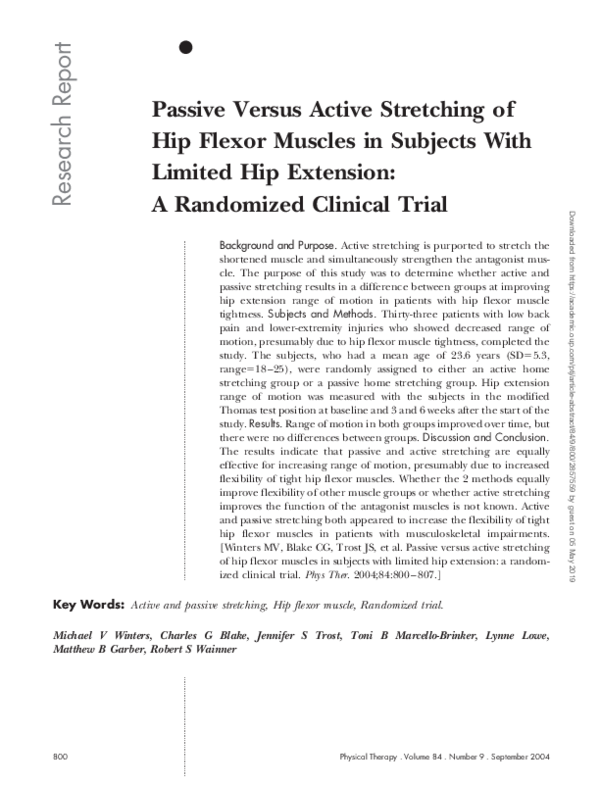 (PDF) Passive Versus Active Stretching of Hip Flexor Muscles in ...
