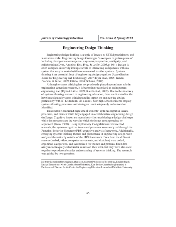 (PDF) Engineering Design Thinking