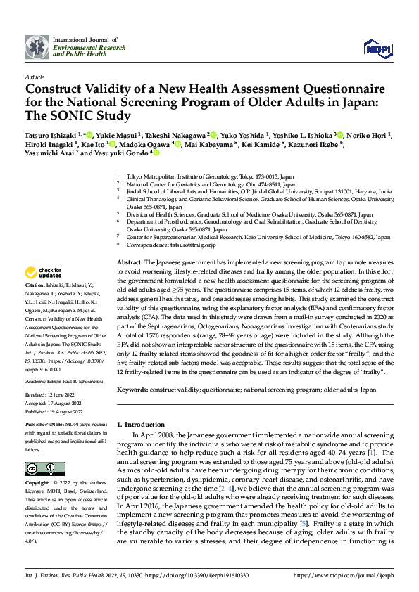 (PDF) Construct Validity of a New Health Assessment Questionnaire for ...