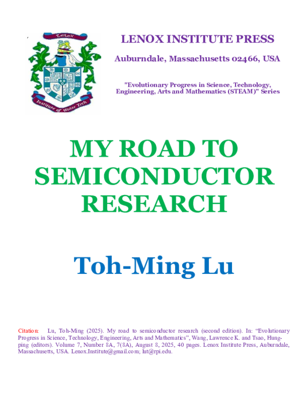 (PDF) MY ROAD TO SEMICONDUCTOR RESEARCH (Second Edition)