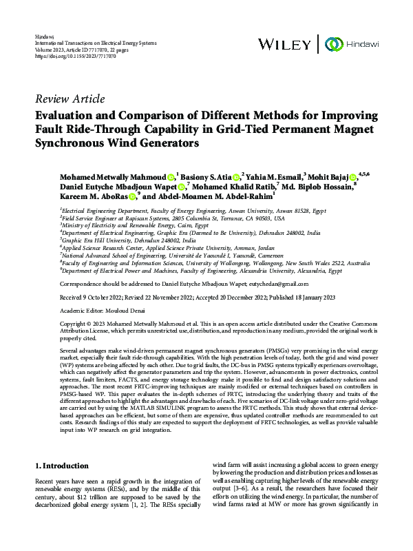 (PDF) Evaluation and Comparison of Different Methods for Improving Fault Ride-Through Capability ...