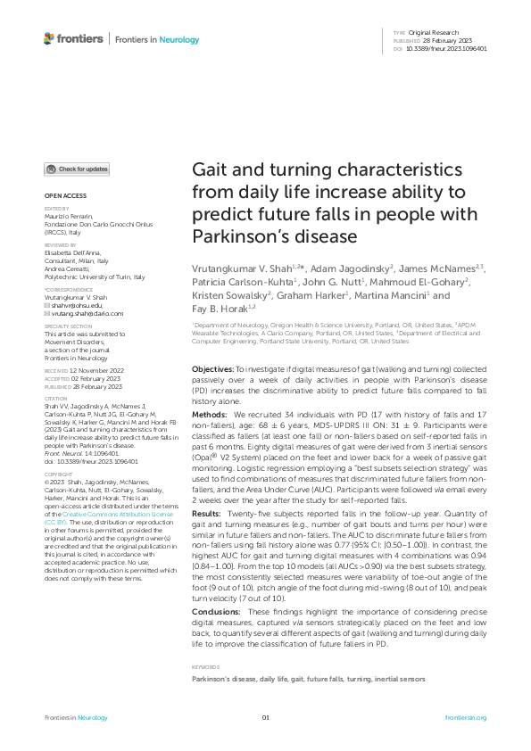 (PDF) Gait and turning characteristics from daily life increase ability ...