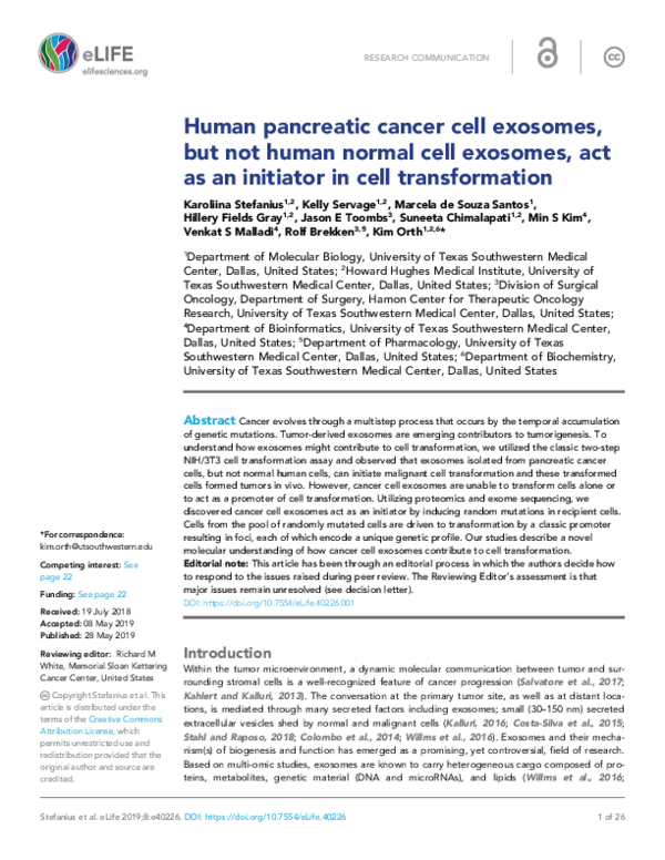 (PDF) Human pancreatic cancer cell exosomes, but not human normal cell ...