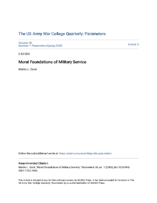 (PDF) Moral Foundations of Military Service