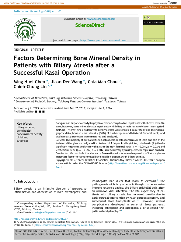 (PDF) Factors Determining Bone Mineral Density in Patients with Biliary ...