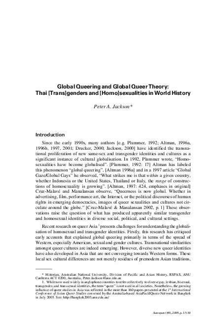 (PDF) Global Queering and Global Queer Theory: Thai [Trans]genders and ...