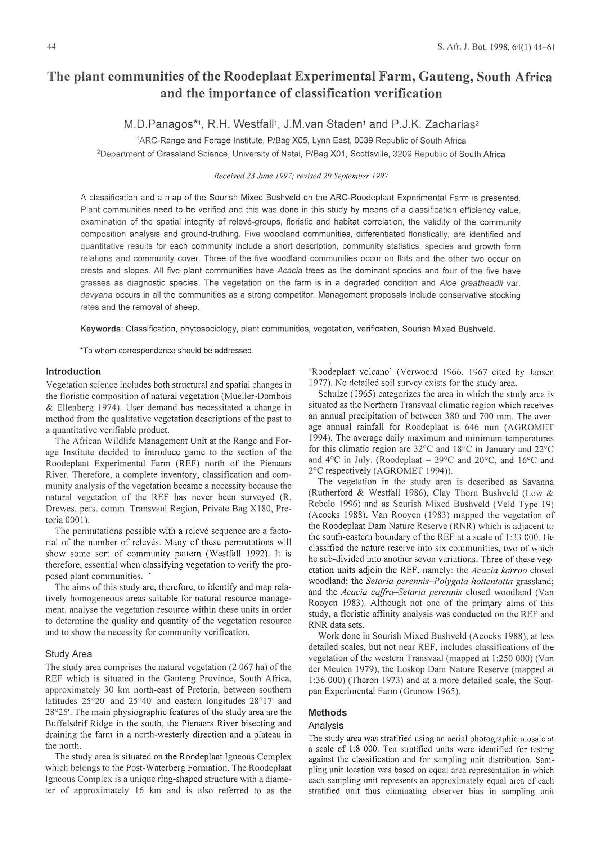 (PDF) The plant communities of the Roodeplaat Experimental Farm ...
