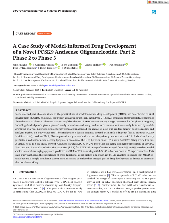 (PDF) A Case Study of Model-Informed Drug Development of a Novel PCSK9 ...