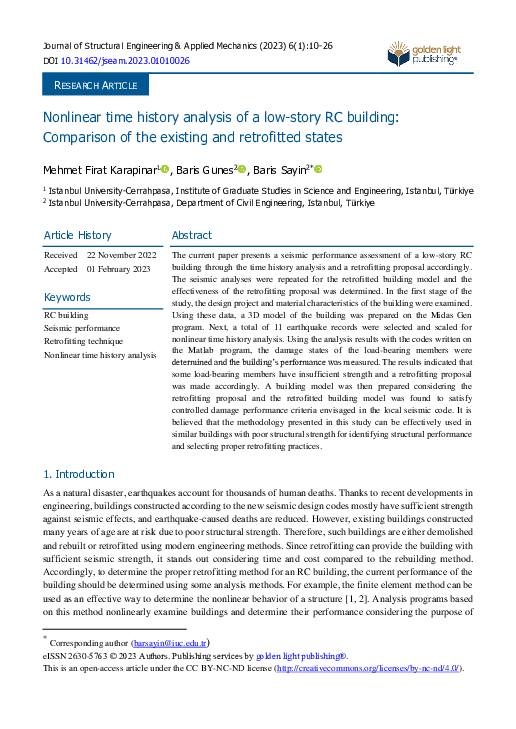 (PDF) Nonlinear time history analysis of a low-story RC building ...
