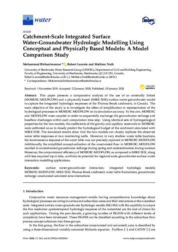 (PDF) Catchment-Scale Integrated Surface Water-Groundwater Hydrologic Modelling Using Conceptual ...