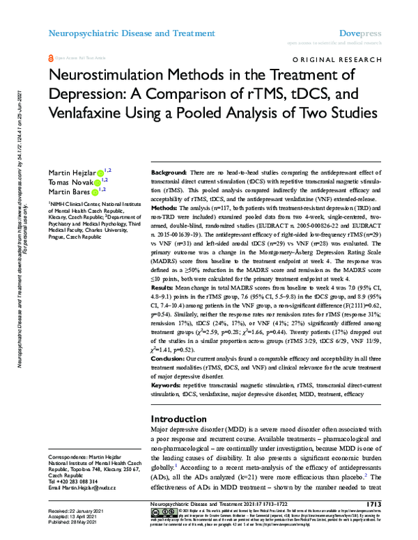 (PDF) Neurostimulation Methods in the Treatment of Depression: A ...