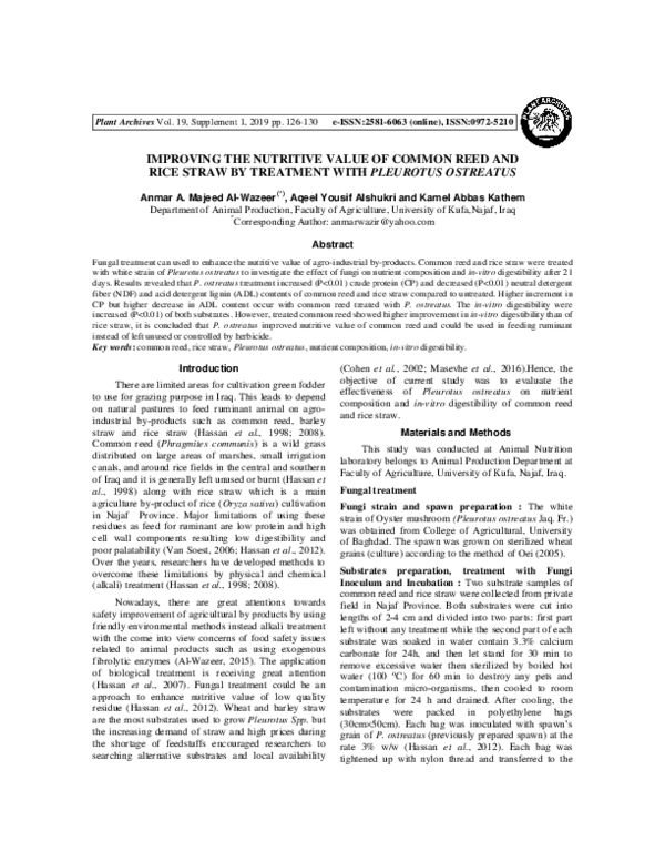 (PDF) Improving the Nutritive Value of Common Reed and Rice Straw by ...