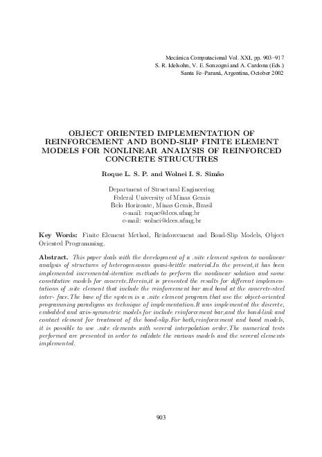 (PDF) Object Oriented Implementation Of Reinforcement And Bond-Slip Finite Element Models For ...