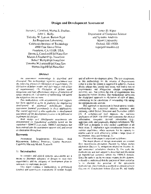 (PDF) Design and development assessment