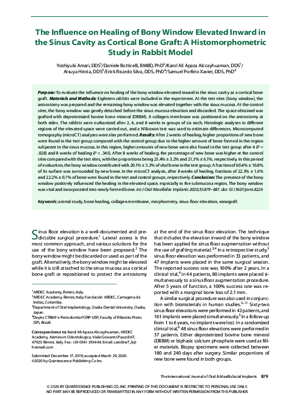 (PDF) The Influence on Healing of Bony Window Elevated Inward in the ...
