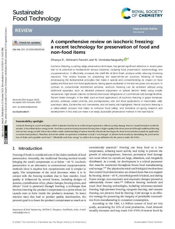 (PDF) A comprehensive review on isochoric freezing: a recent technology ...
