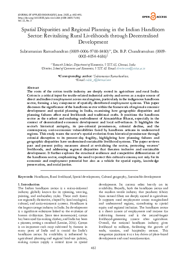 (PDF) Spatial Disparities and Regional Planning in the Indian Handloom ...