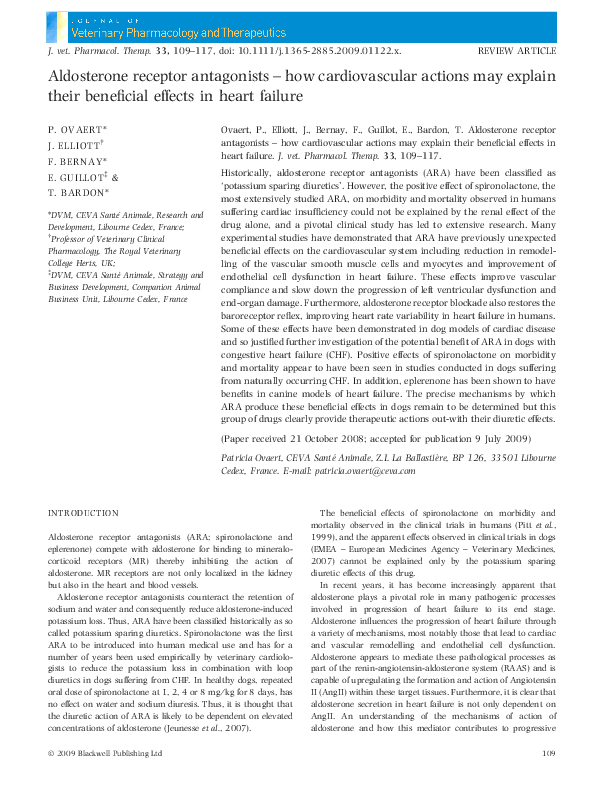 (PDF) Aldosterone receptor antagonists - how cardiovascular actions may ...