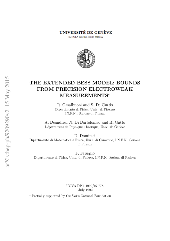 (PDF) The extended BESS model: bounds from precision electroweak ...