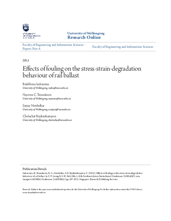 (PDF) Effects Of Fouling On The Stress—Strain—Degradation Behaviour Of ...