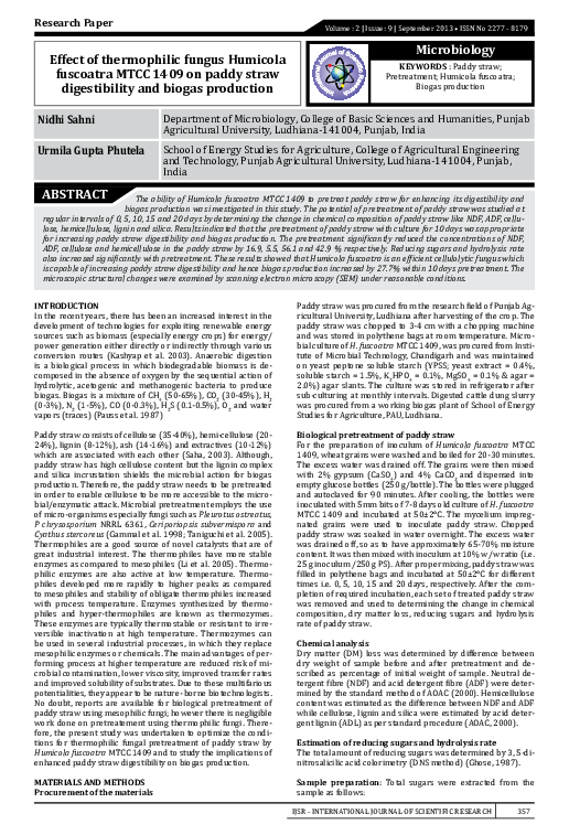 (PDF) Effect of thermophilic fungus Humicola fuscoatra MTCC 1409 on ...