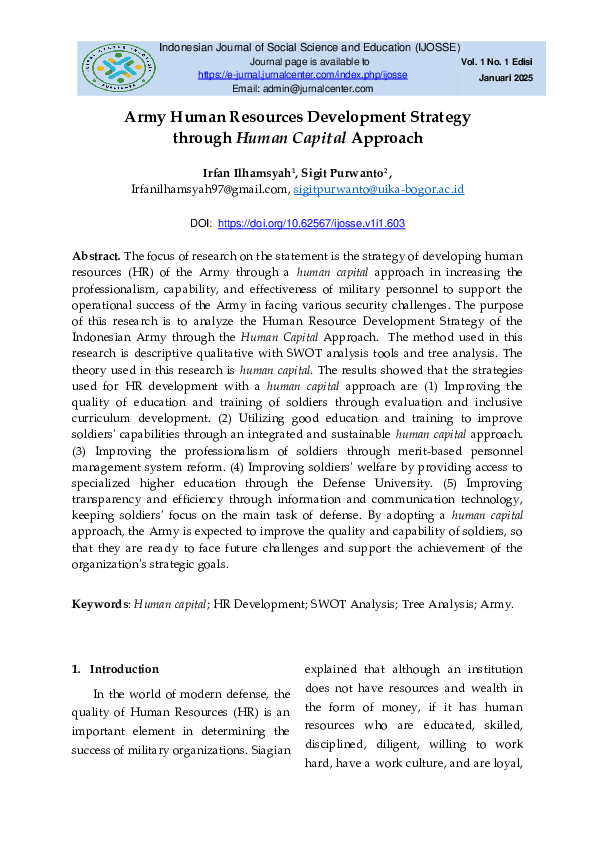 (PDF) Army Human Resources Development Strategy through Human Capital ...