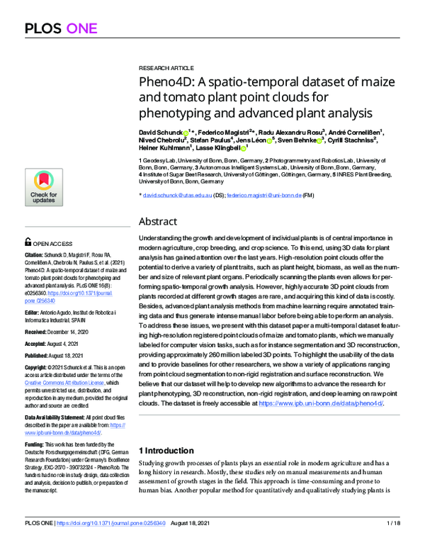 (PDF) Pheno4D: A spatio-temporal dataset of maize and tomato plant ...