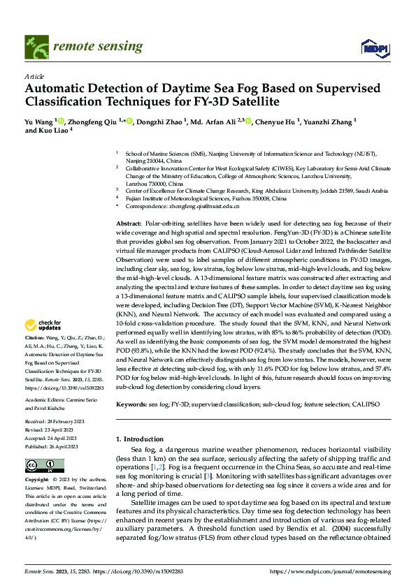 (PDF) Automatic Detection of Daytime Sea Fog Based on Supervised ...
