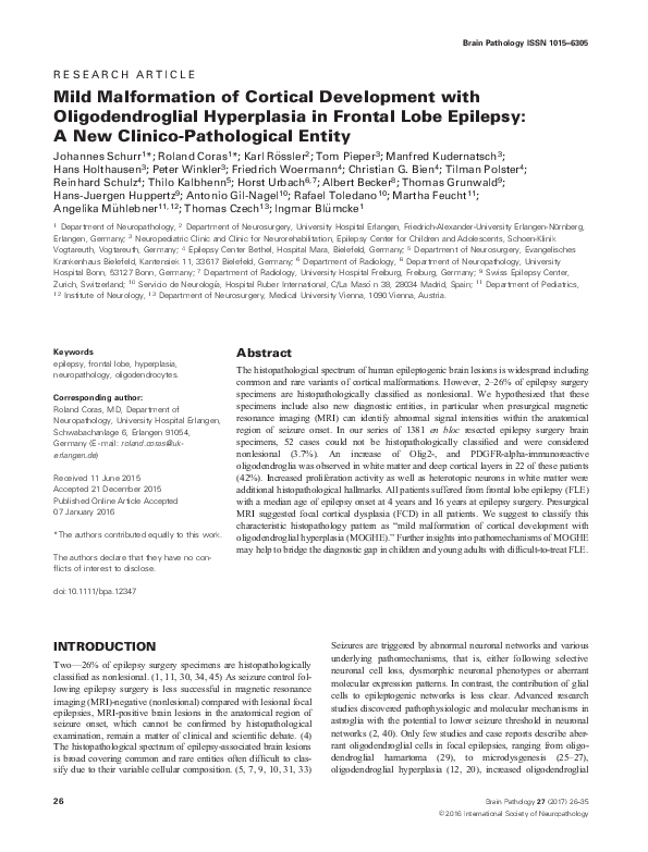 (PDF) Mild Malformation of Cortical Development with Oligodendroglial ...
