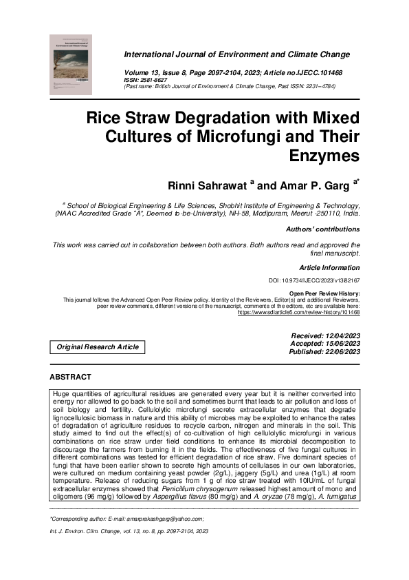 (PDF) Rice Straw Degradation with Mixed Cultures of Microfungi and ...