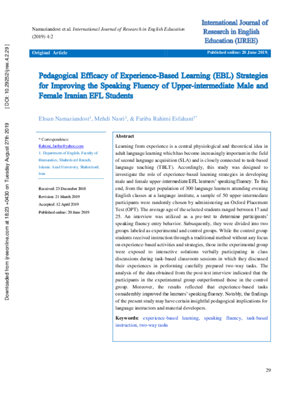 (PDF) Pedagogical Efficacy of Experience-Based Learning (EBL ...