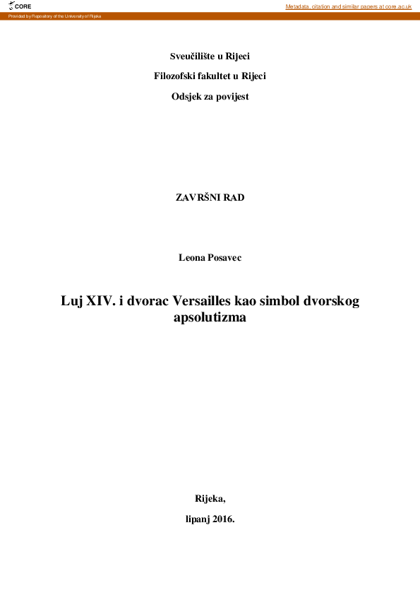 (PDF) Louis XIV. and the Palace of Versailles as a Symbol of Royal ...