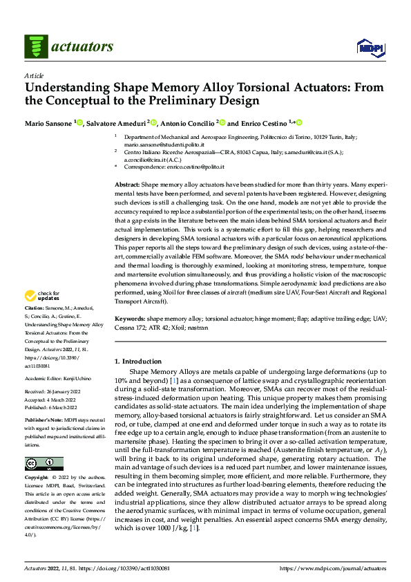 (PDF) Understanding Shape Memory Alloy Torsional Actuators: From the ...