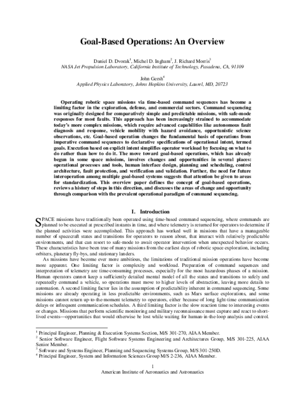 (PDF) Goal-Based Operations: An Overview