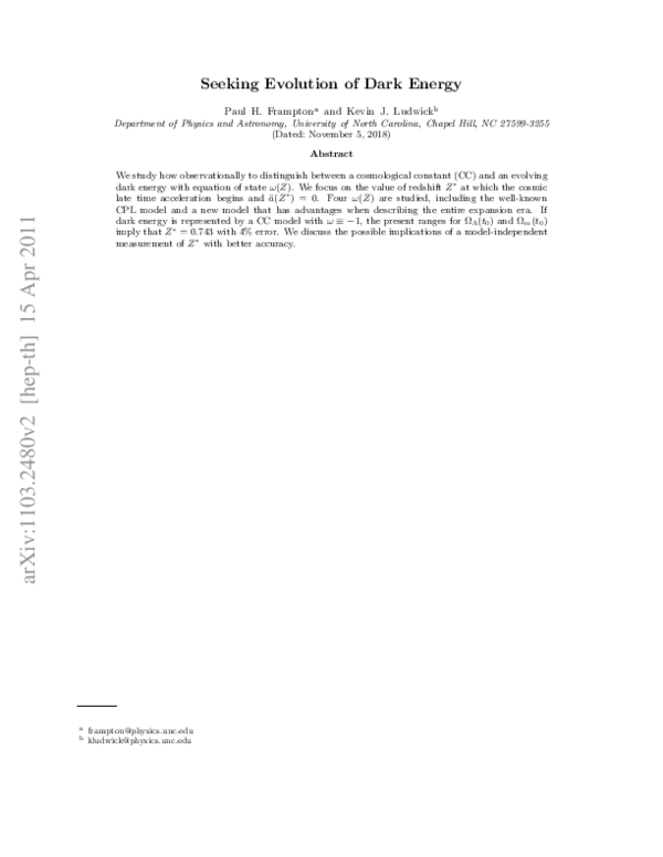 (PDF) Seeking evolution of dark energy