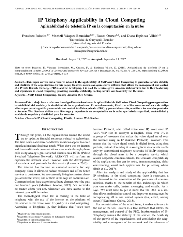 (PDF) IP Telephony Applicability in Cloud Computing