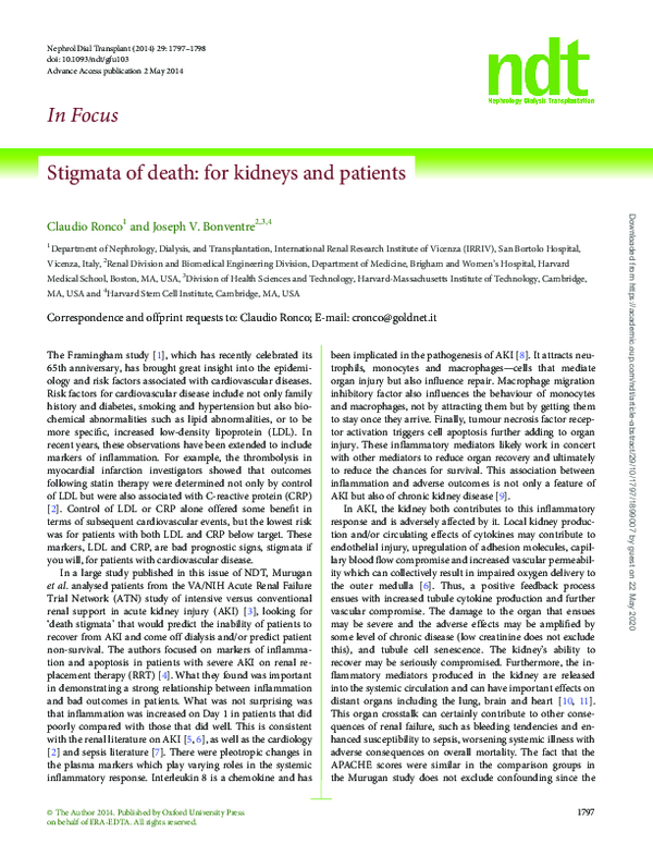(PDF) Stigmata of death: for kidneys and patients