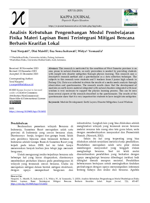 (PDF) Analisis Kebutuhan Pengembangan Modul Pembelajaran Fisika Materi ...