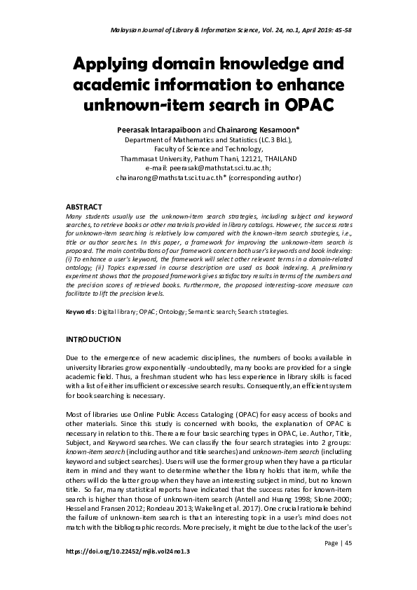 (PDF) Applying domain knowledge and academic information to enhance ...