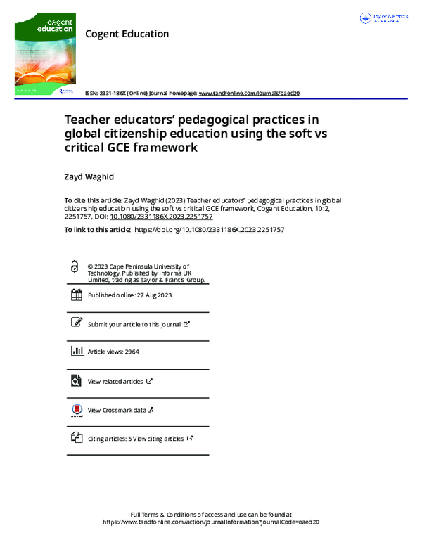 (PDF) Teacher educators’ pedagogical practices in global citizenship ...